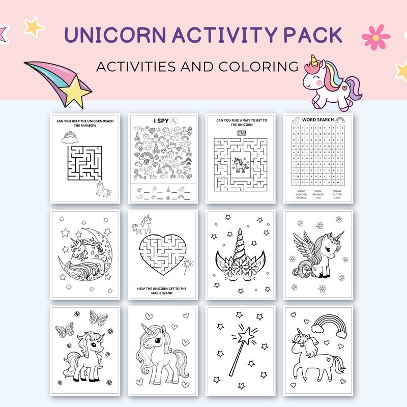 Unicorn Coloring Pack - Etsy