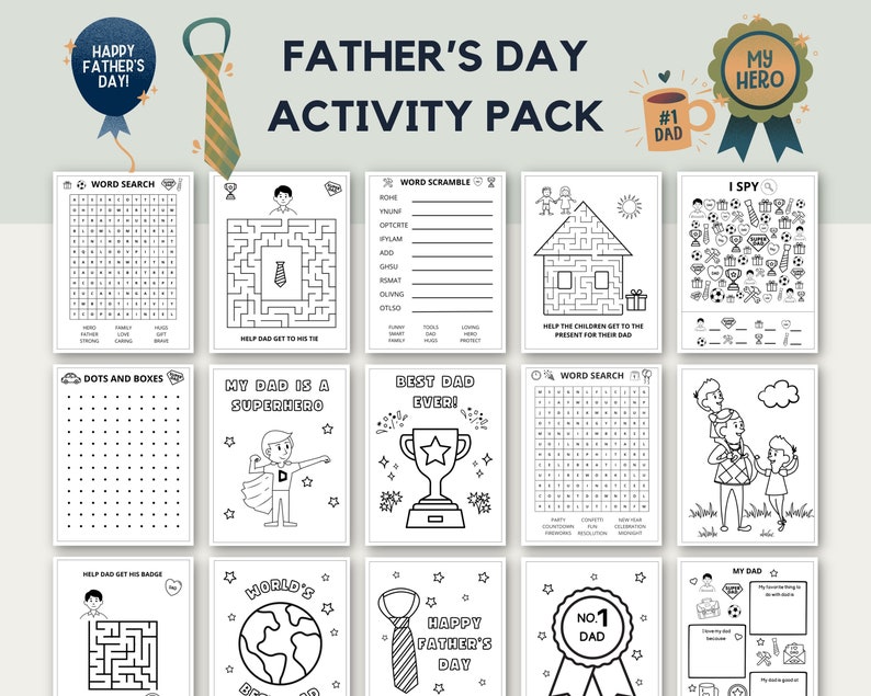 Fathers Day Activity Pack Fathers Day Activities Fathers - Etsy
