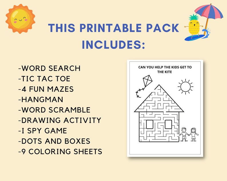 KIDS ACTIVITY PACK, Seasons Activity Pack, Kids Activity Printable ...