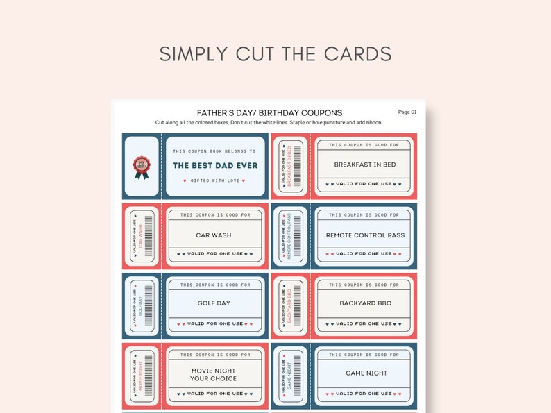 Father’s Day Coupons, Father’s Day Gift, Coupon Printable, Dad Coupon ...