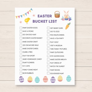 Easter Bucket List Printable, Easter Checklist, Easter Activities, Kids ...