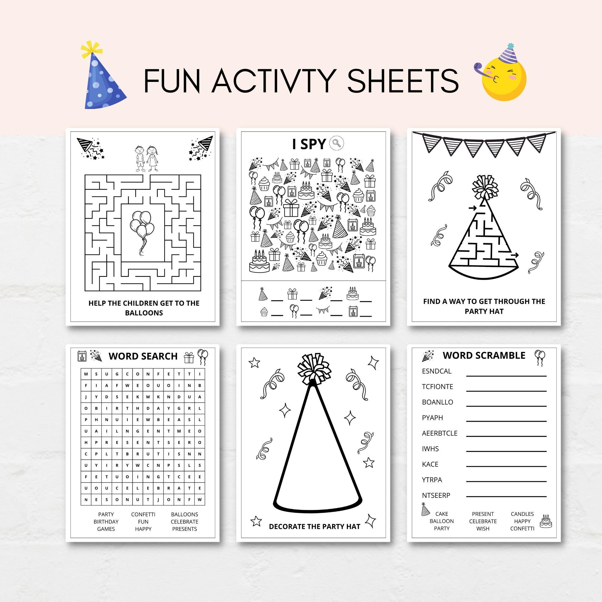 Birthday Activity Book, Kids Birthday Games, Birthday Coloring ...