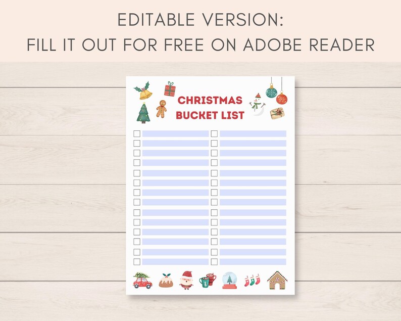 Christmas Bucket List Printable, Christmas to Do List, Custom Bucket ...