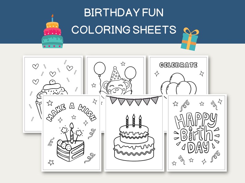 Birthday Activity Book, Kids Birthday Games, Birthday Coloring ...