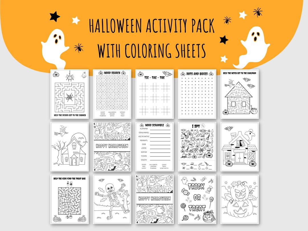 Halloween Activity Printable, Halloween Coloring, Halloween Party Games ...