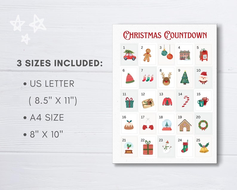 Printable Advent Calendar, Christmas Countdown, Advent Kids Activities ...