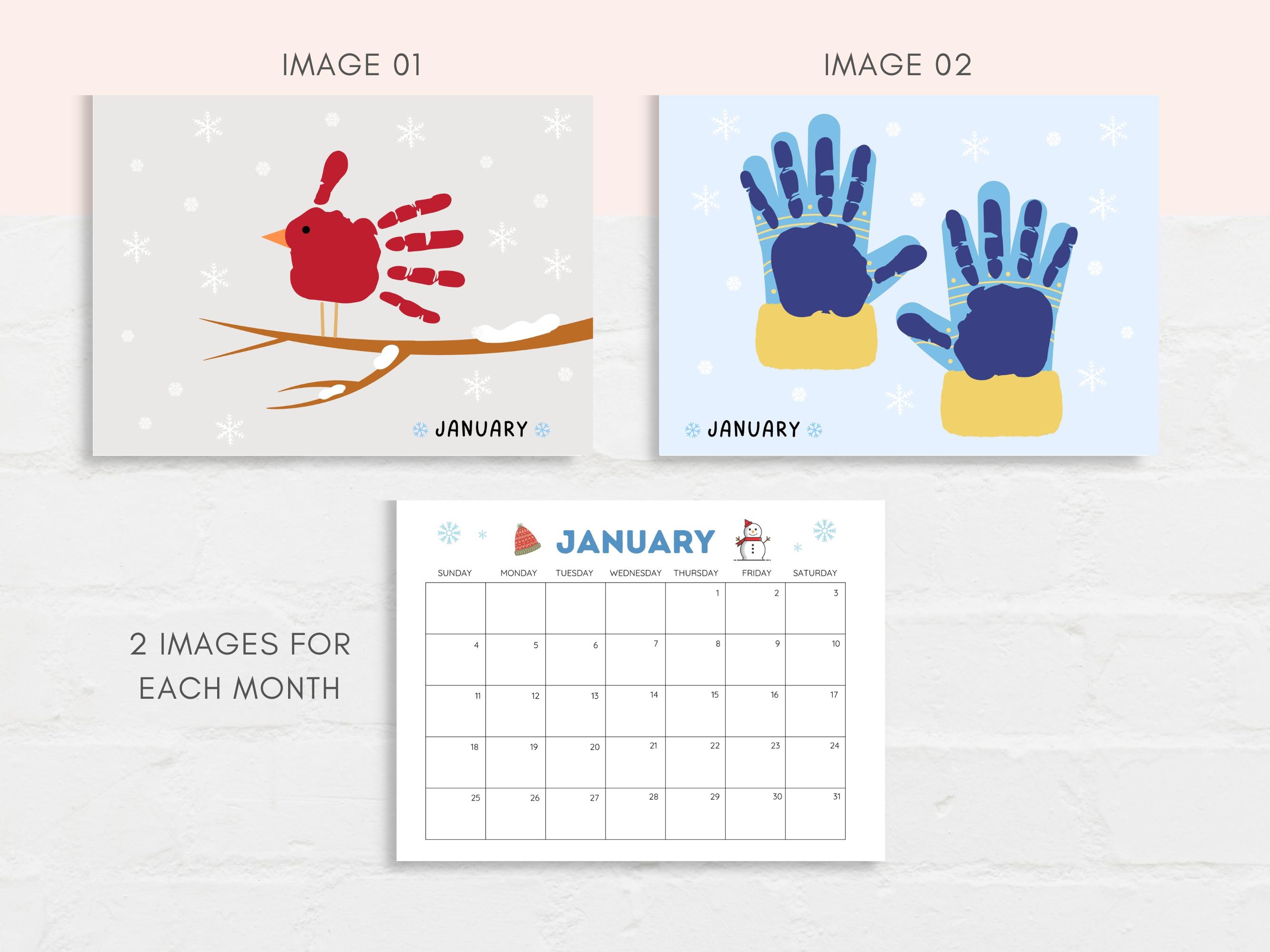 Handprint Calendar 2026, Printable Handprint Calendar, Kids Handprint ...