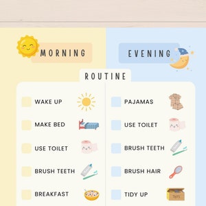 Editable Morning Routine Chart, Evening Routine Chart, Daily Routine, Routine Checklist, Routine ...