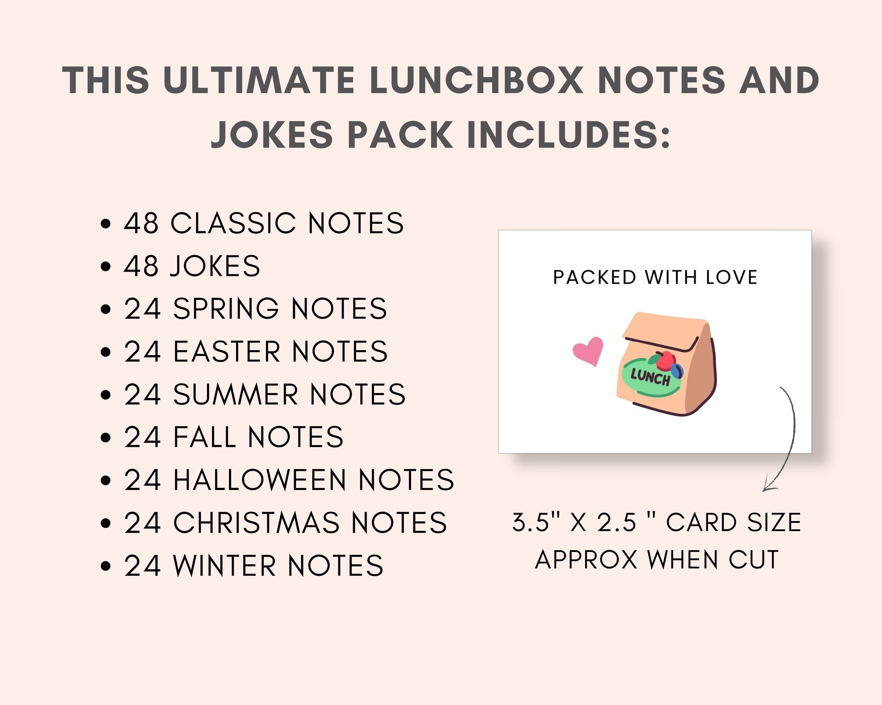 LUNCHBOX NOTES BUNDLE, Lunchbox Notes, Printable Lunch Notes, Lunchbox ...