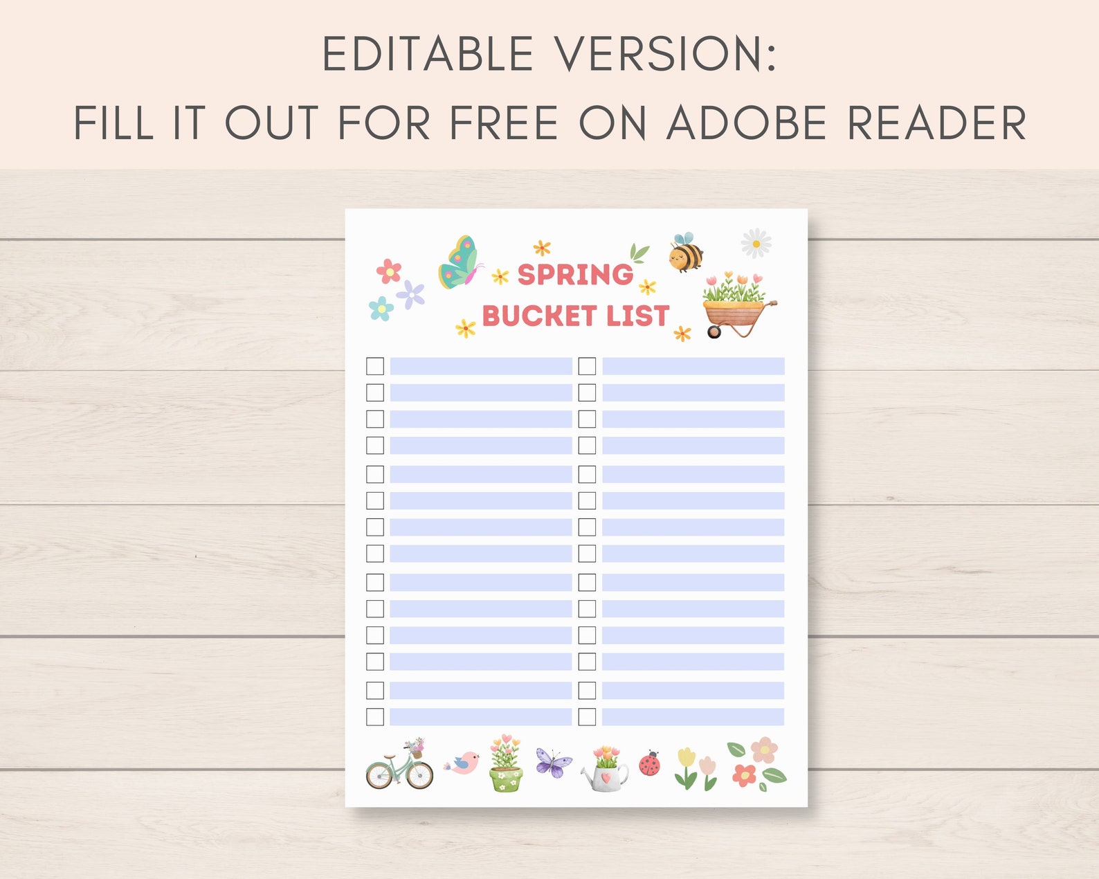 Spring Bucket List Printable Spring Printable Spring Break - Etsy