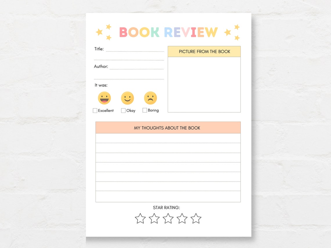 Book Review Template, Book Review Printable, Reading Log, Reading ...