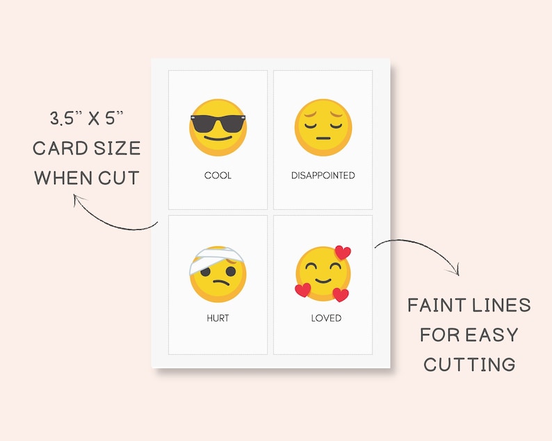 Emotion Flashcards Printable Flashcards Emoji Flashcards - Etsy Canada