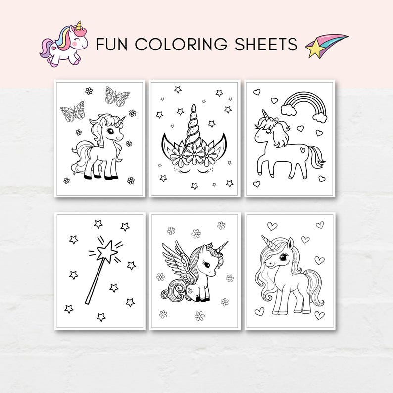 Unicorn Activity Sheets, Unicorn Coloring Pages, Unicorn Birthday, Kids ...