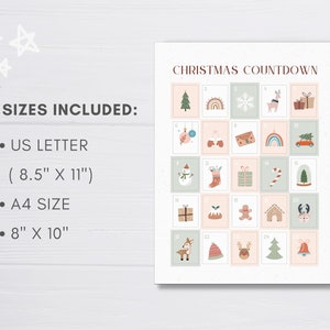 Advent Calendar Printable, Boho Advent Calendar, Christmas Countdown ...