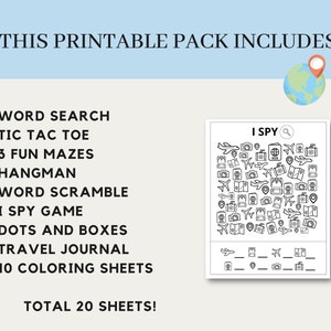 Airplane Activity Pack, Travel Activity for Kids, Travel Games, Kids ...
