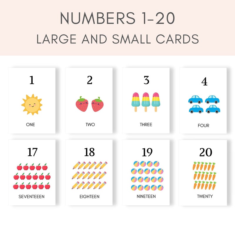 Numbers 1 20 Poster Cards - Etsy