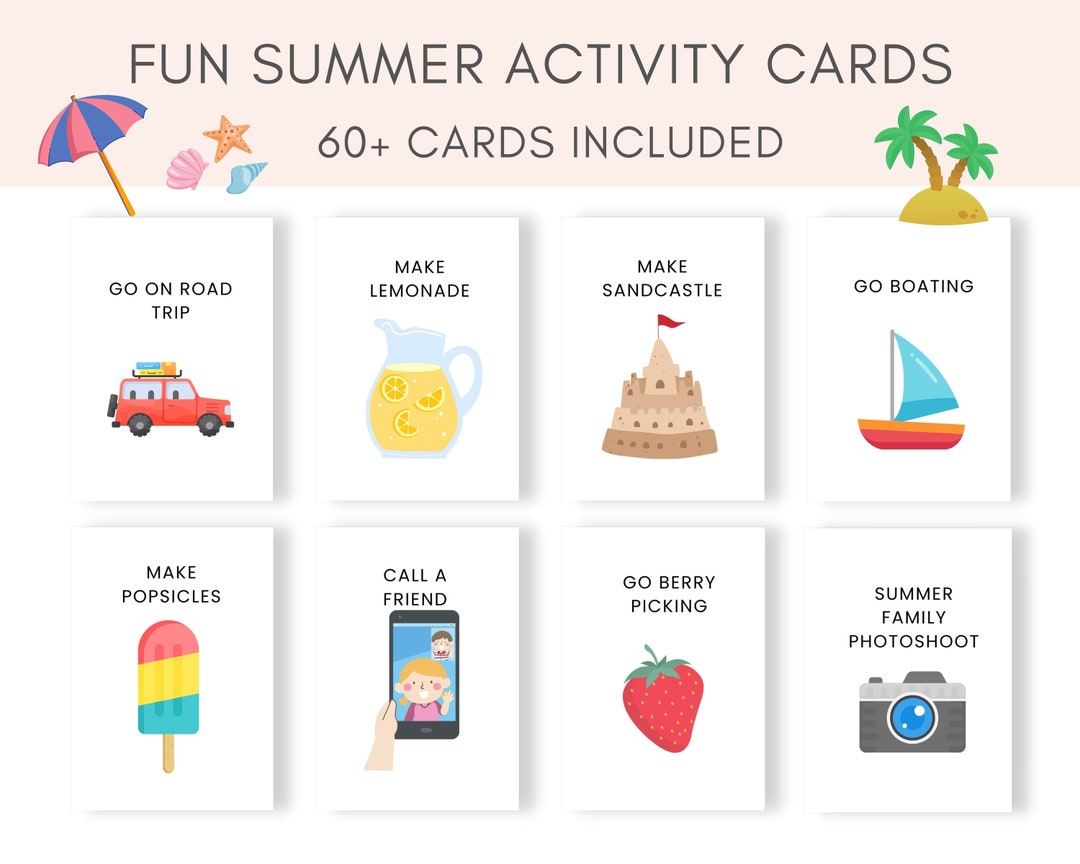 Summer Activity Cards Summer Activities Summer Bucket List - Etsy