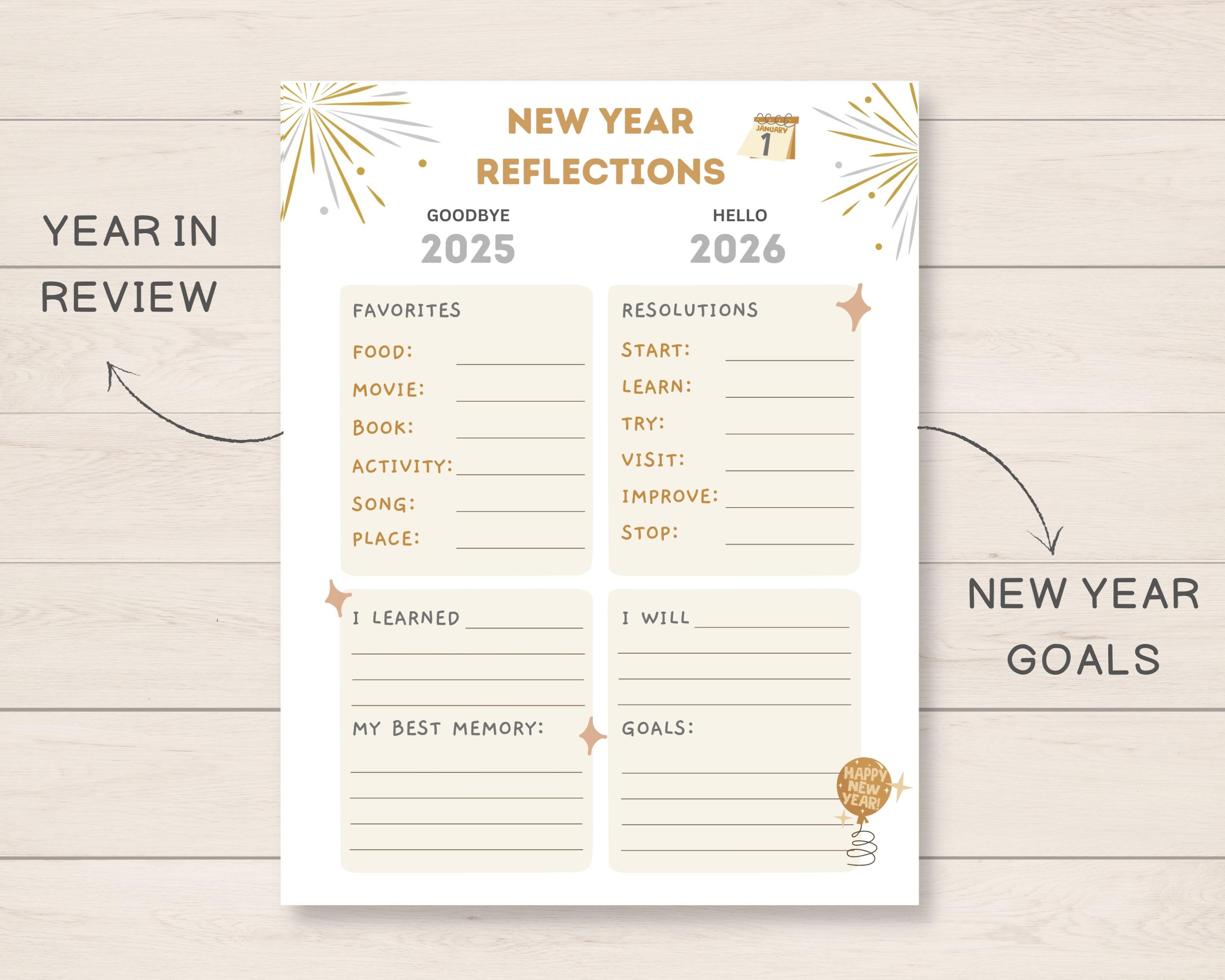 Kids Year in Review, Printable New Years Activity, 2026 New Year ...