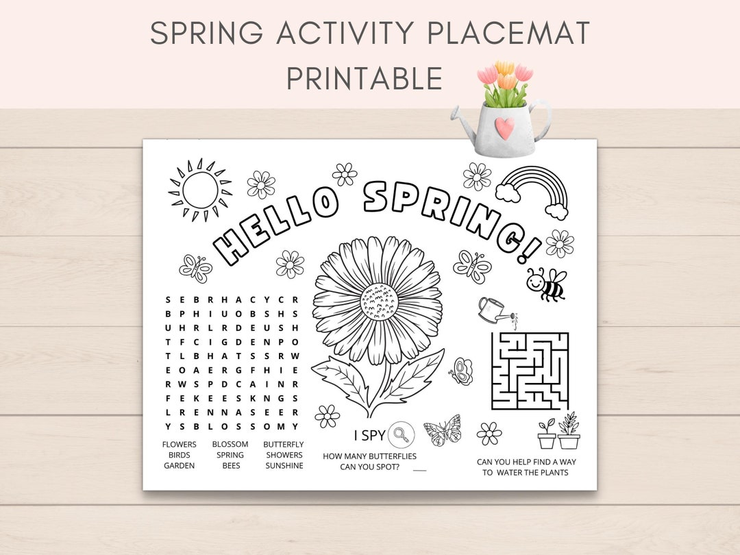 Spring Placemat, Spring Activity, Spring Games, Placemat Printable ...