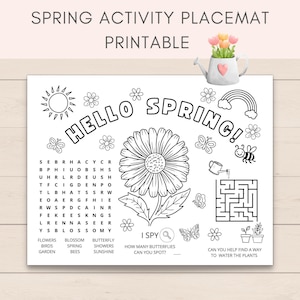 Spring Placemat, Spring Activity, Spring Games, Placemat Printable ...