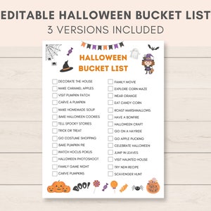 Halloween Bucket List Printable, Halloween Printable, Custom Bucket ...