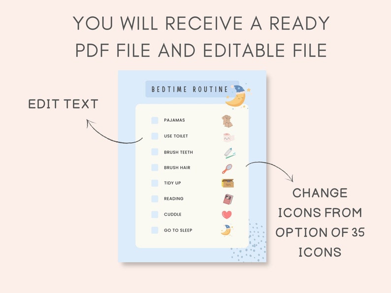 Morning Routine Chart Editable Routine Charts Evening - Etsy