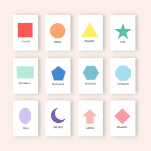Shapes Flashcards, Printable Flashcards, Toddler Flashcards, Preschool ...