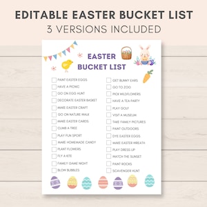 Easter Bucket List Printable, Easter Checklist, Easter Activities, Kids ...