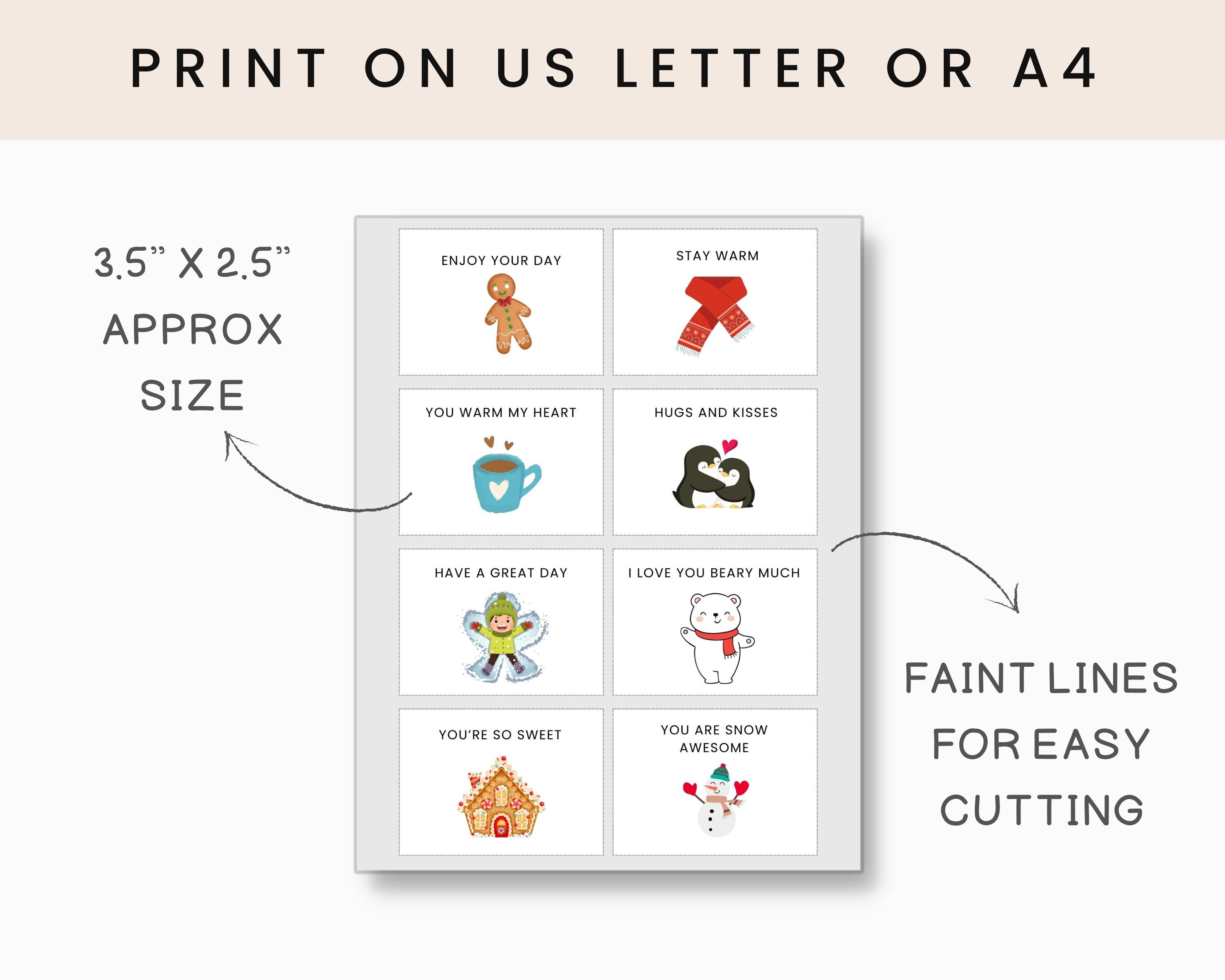 Winter Lunch Box Notes Lunch Box Notes Printable Winter Kids - Etsy UK