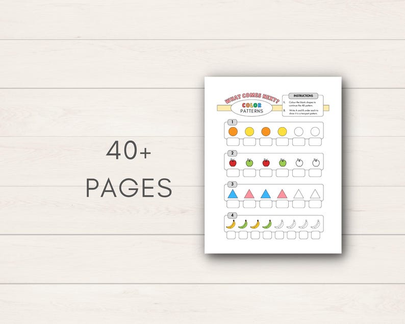 Pattern Workbook, Pattern Worksheets for Kids, Kindergarten Pattern ...
