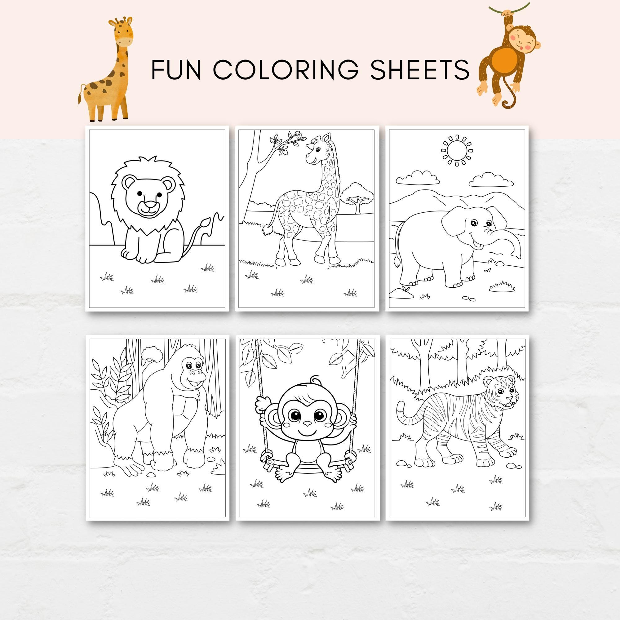 Jungle Safari Activity, Jungle Safari Coloring, Wild Animal Printable ...