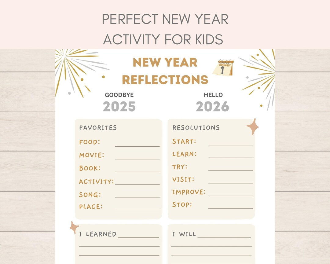 Kids Year in Review, Printable New Years Activity, 2026 New Year ...