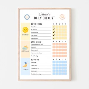 Kids Daily Checklist, Daily Checklist for Kids, Editable Kids Daily ...