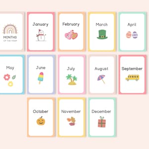 Months of the Year Flashcards, Flashcards Printable, Months Flashcards ...