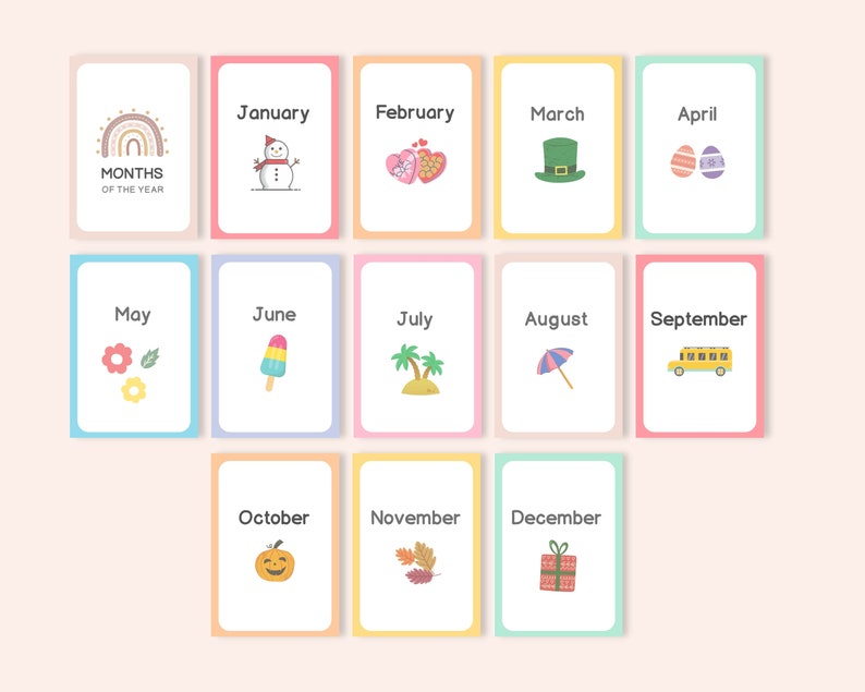 Months of the Year Flashcards, Flashcards Printable, Months Flashcards ...