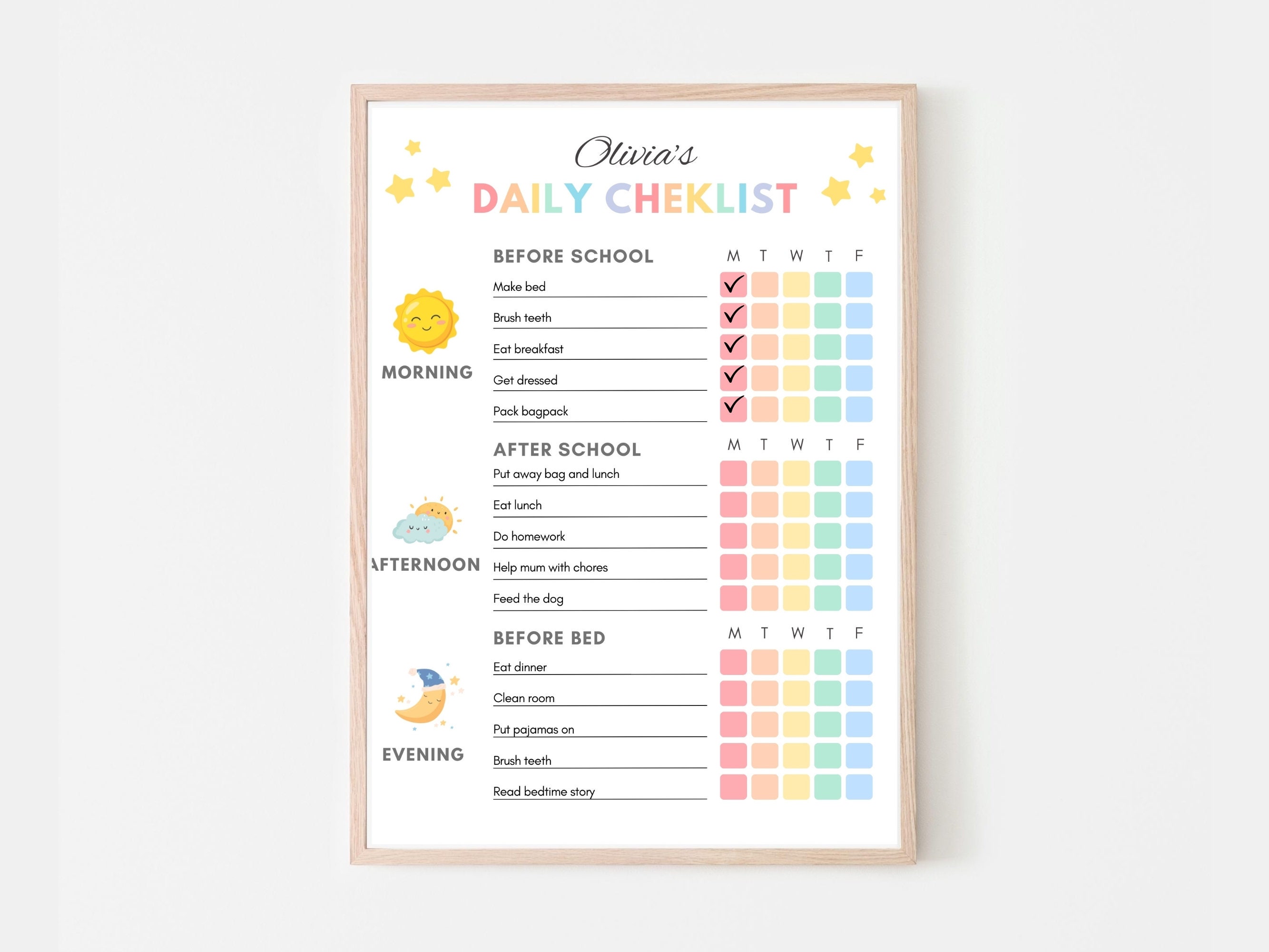 Kids Daily Checklist, Kids Daily Schedule, Editable Kids Daily ...