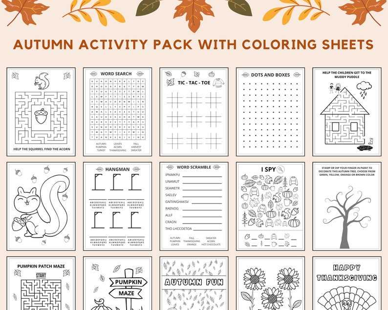 KIDS ACTIVITY PACK, Seasons Activity Pack, Kids Activity Printable ...