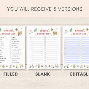 Spring Bucket List Printable, Spring Printable, Spring Break, Kids ...