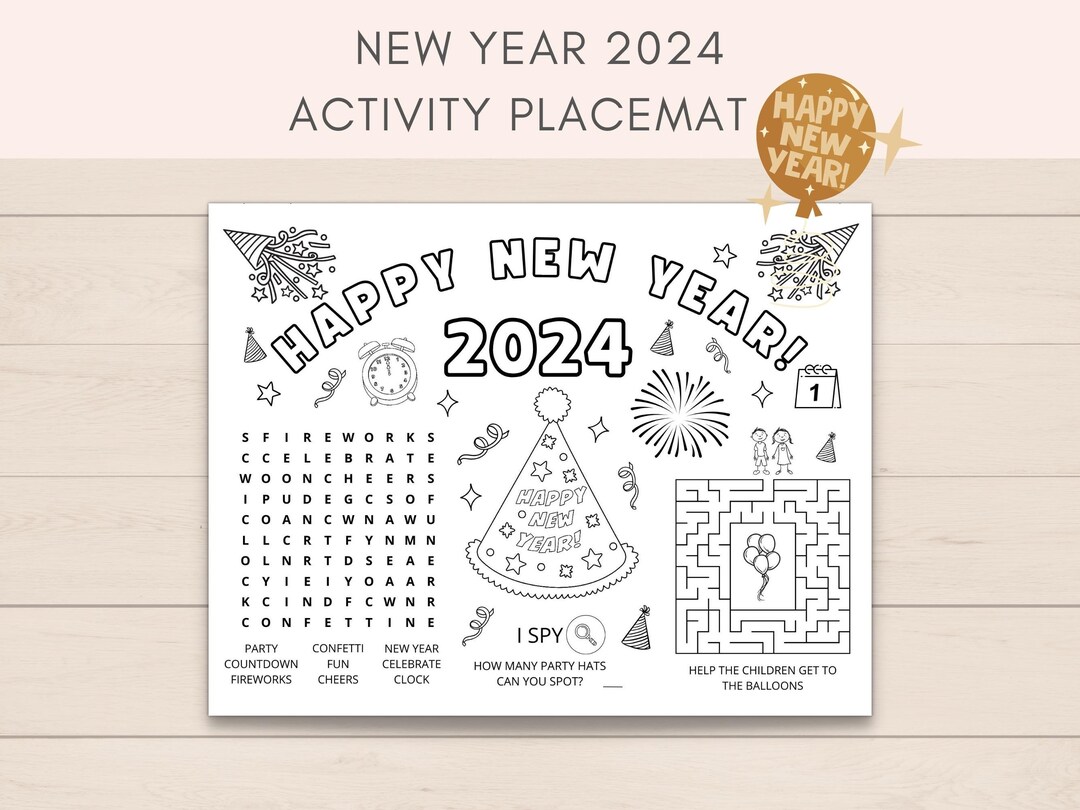 New Year 2024 Activity Placemat, New Year 2024, Kids Activities, Kids ...
