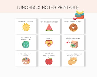 Lunch Box Notes Printable, Lunch Notes for Kids, Cute Lunchbox Notes ...