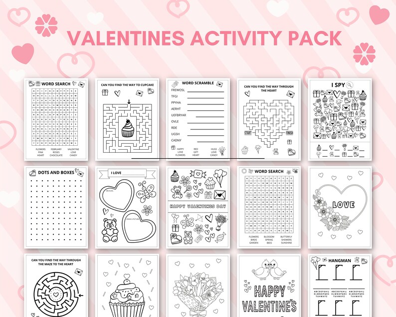 Valentines Activity Printable Valentines Party Games - Etsy