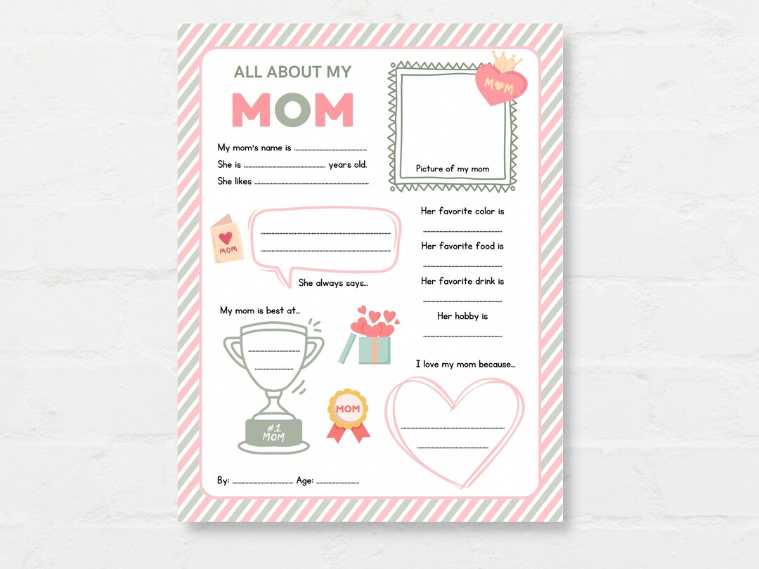 All About Mom Printable, Mother’s Day Questionnaire, All About My Mom ...