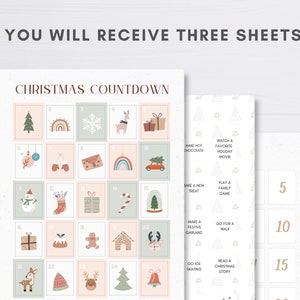 Advent Calendar Printable, Boho Advent Calendar, Christmas Countdown ...