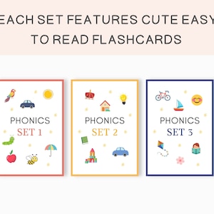 Phonics Flashcards, Set 1, Set 2, Set 3, Phonics Printable, Printable ...