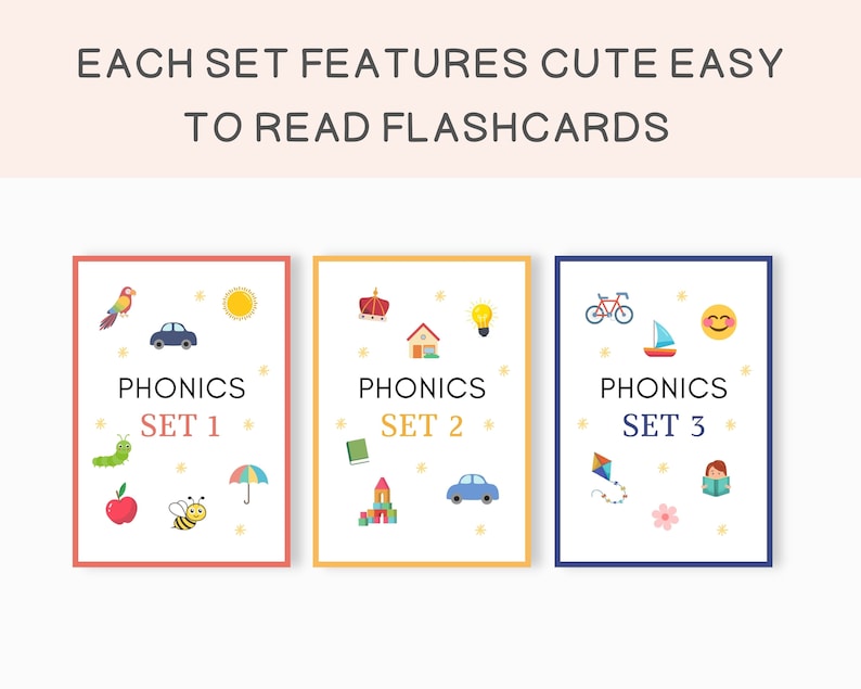 Phonics Flashcards Set 1 Set 2 Set 3 Phonics Printable - Etsy