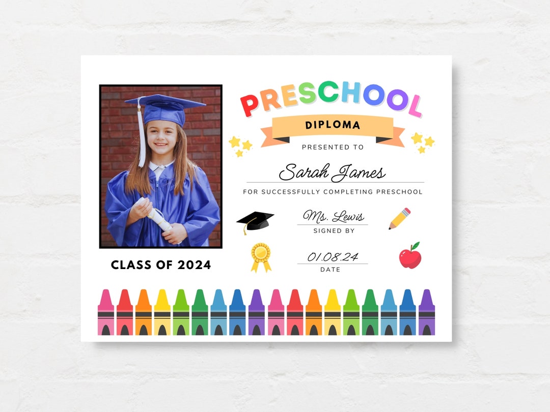 Preschool Graduation Certificate, Preschool Diploma, Preschool Graduate ...