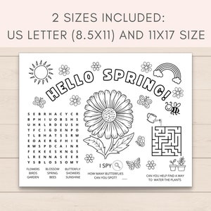 Spring Placemat, Spring Activity, Spring Games, Placemat Printable ...