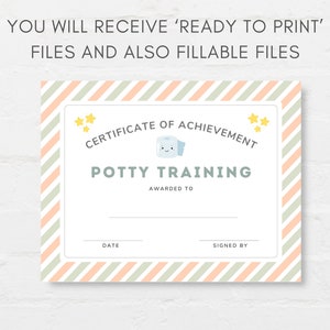 Potty Certificate Printable, Editable Potty Certificate, Potty Training ...