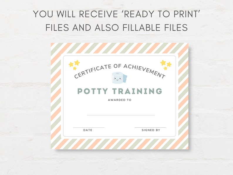 Potty Certificate Printable, Editable Potty Certificate, Potty Training ...