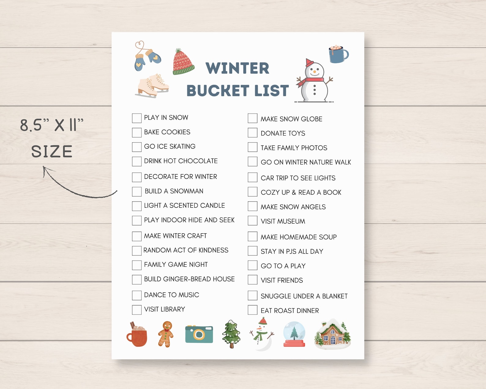 Winter Bucket List Printable Winter Checklist Holiday Bucket - Etsy